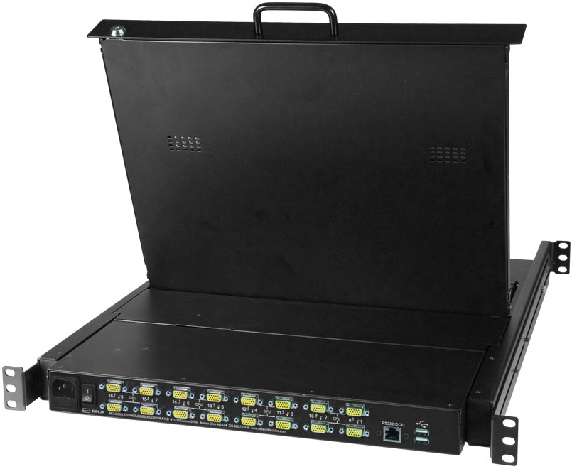 KVM Drawer integrated USB Switch 1RU rackmount keyboard VGA LCD