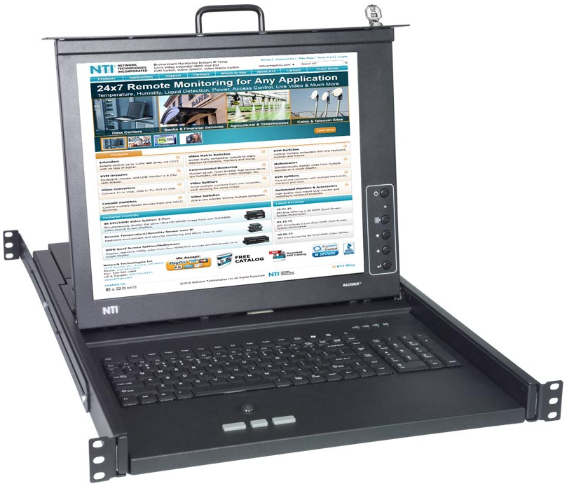 SUN USB KVM drawer integrated built-in switch rackmount shelf 1RU