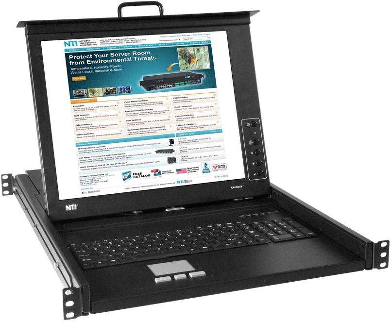 KVM Drawer integrated USB Switch 1RU rackmount keyboard VGA LCD